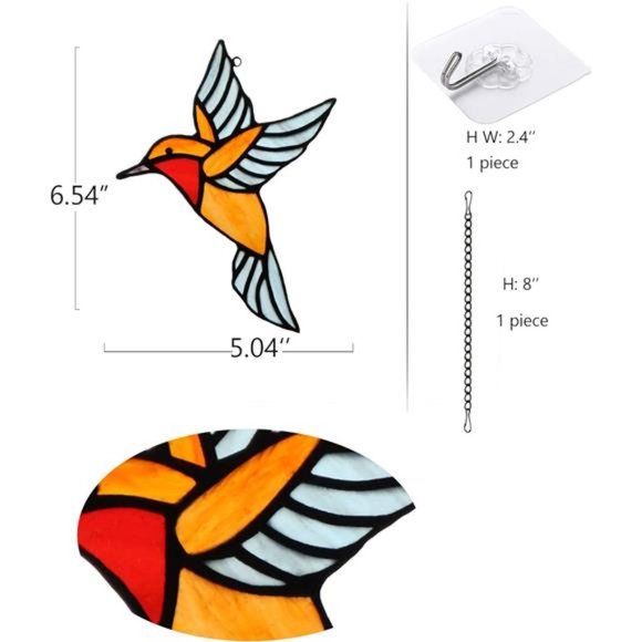 Accents | Stained Glass Bird Window Hanging Sun Catcherbird Decoration ...